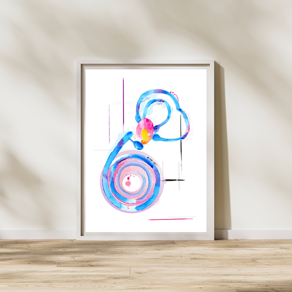 Inner Ear Anatomy, Cochlea Anatomy Art, Audiology Office Art, ENT Gift ...