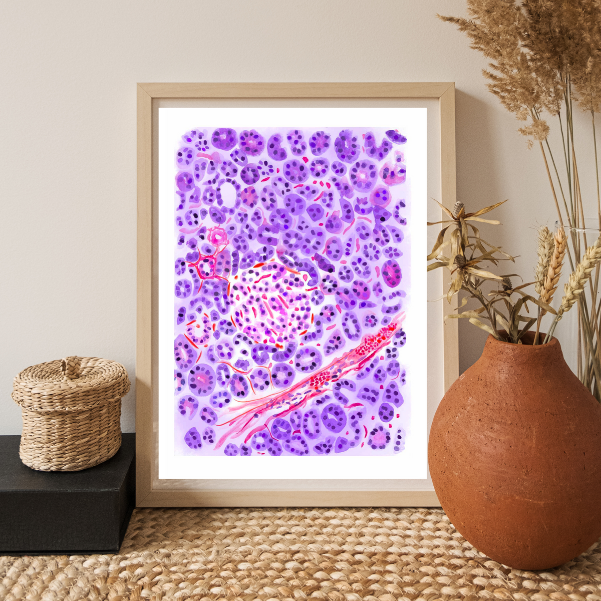 Pancreas Histology Watercolor Art Print - medpapers