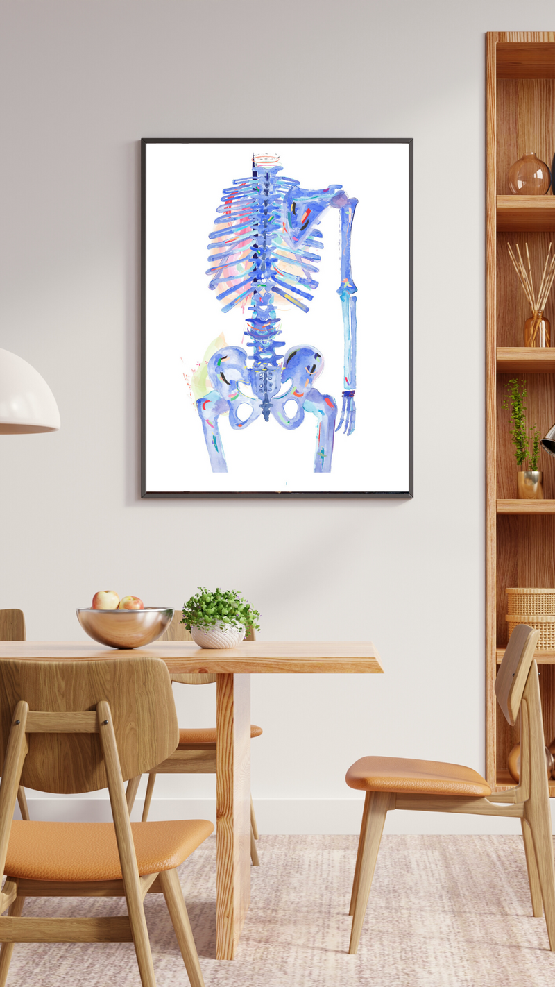 Human Anatomy Skeletal Art Print, Abstract Modern Anatomy Artwork ...