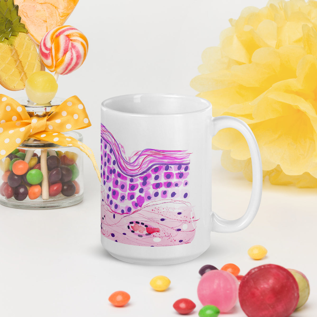 Dermatology Mug with Skin Histology Painting - medpapers